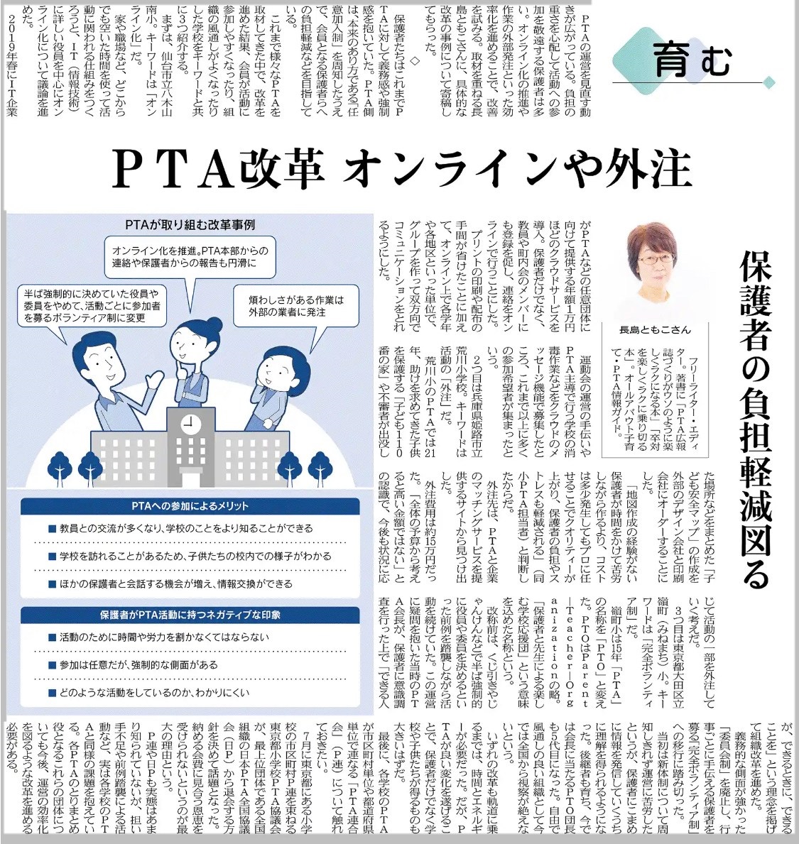 8/16付『日本経済新聞』夕刊「育む」にPTA’Sの事例を紹介いただきました。 | PTAをたすけるPTA’S（ピータス）